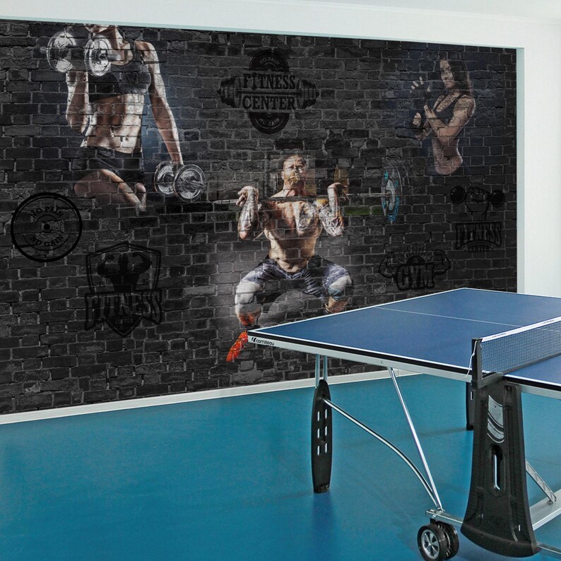 Dynamic Gym Motivation Mural – Fitness Strength and Power Wall Art for ...