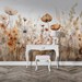 Earthy Floral Wall Mural - Neutral Tone Digital Wallpaper for Elegant ...