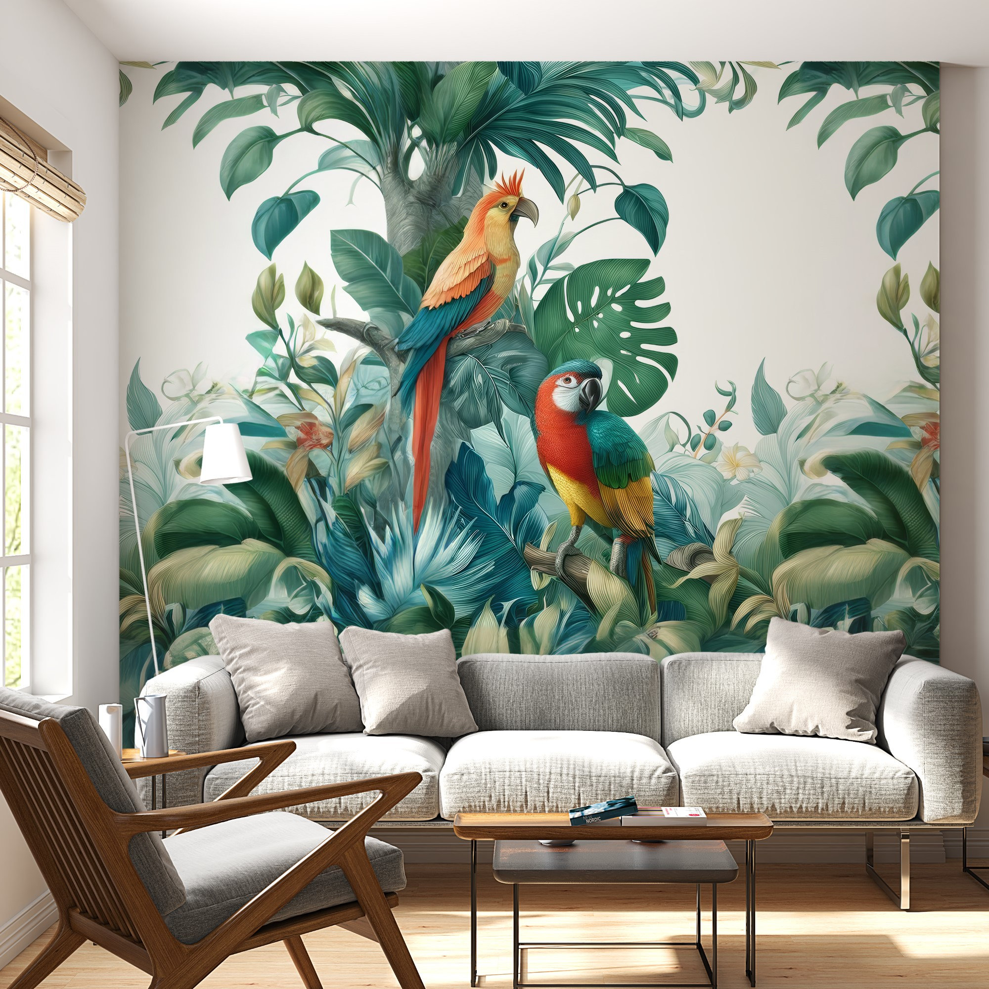 Tropical Parrots Paradise Wall Mural - Vibrant Jungle Birds Wallpaper ...