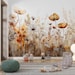 Earthy Floral Wall Mural - Neutral Tone Digital Wallpaper for Elegant ...