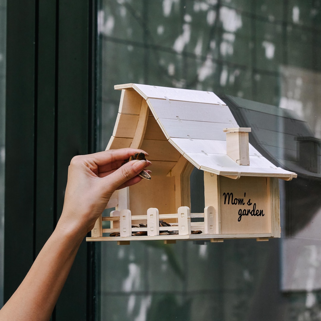 DIY Cabin Window Bird Feeder: Personalized Plywood Bird House Kit - Etsy