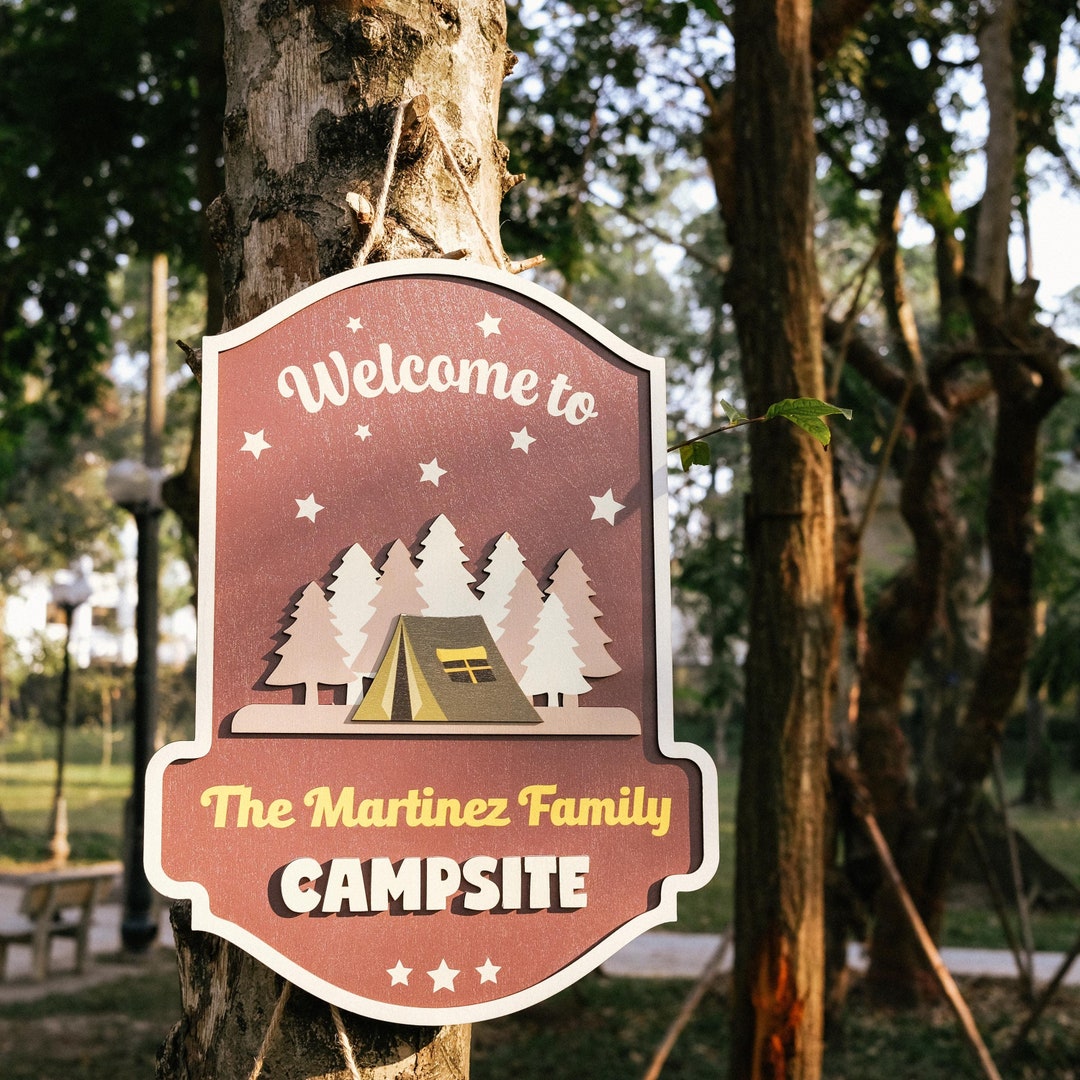 Personalized Family Camping Sign, Camping Welcome Sign, Welcome to Our ...
