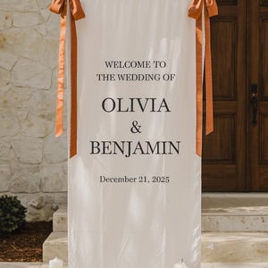 Elegant Wedding Welcome Banner, Custom Linen Wedding Sign, Modern ...