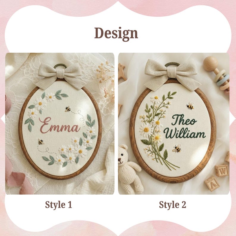 Handmade Bee Embroidery Hoop: Custom Baby Name Nursery Gift - Etsy