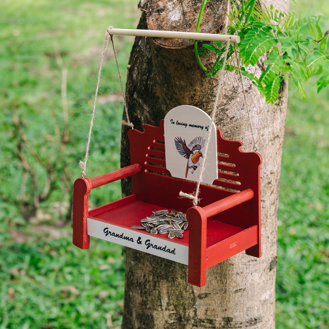 DIY Personalized Bird Feeder, Platform Wooden Memorial Chair Bird ...
