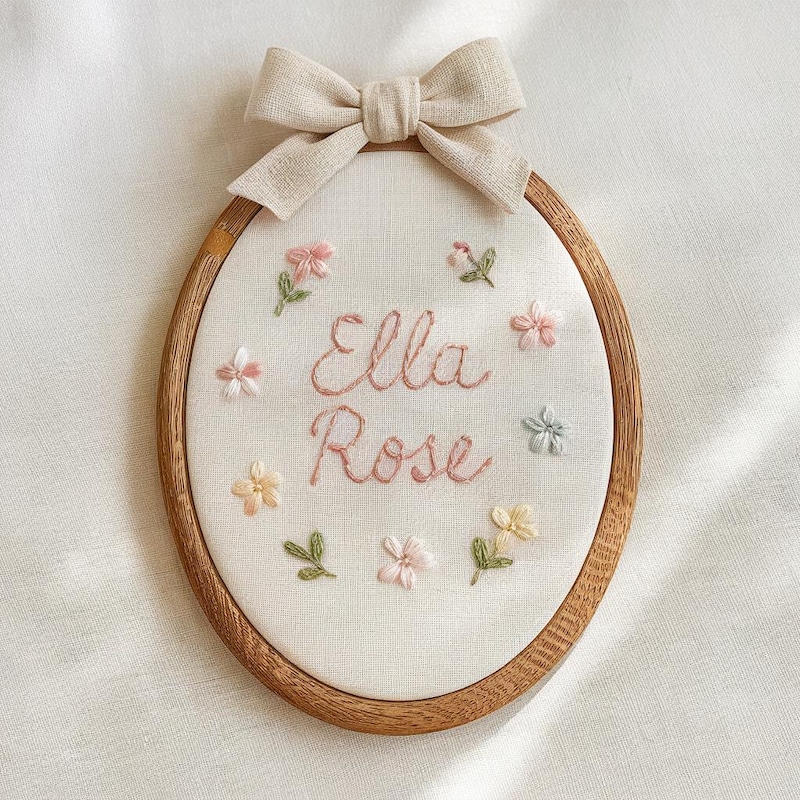 Baby Girl Name Plate Embroidered - Etsy