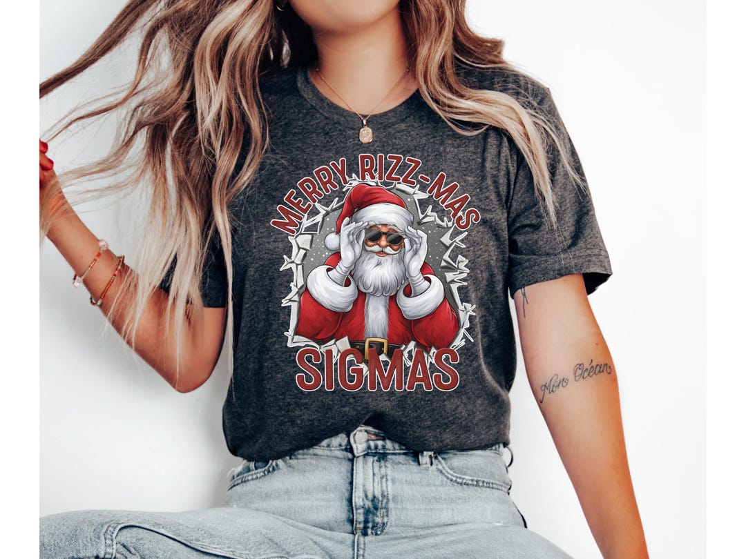 Merry Rizzmas Sigmas Santa Shirt, Rizzler Santa Claus T-shirt, Rizz the ...