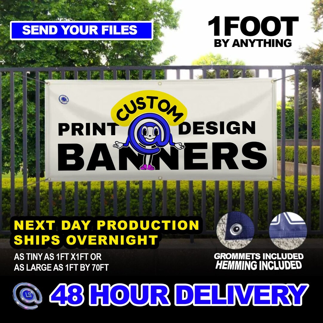 1ft Vinyl Banners 1x1 Feet to 1x10 Feet Full Color Custom Print Next ...