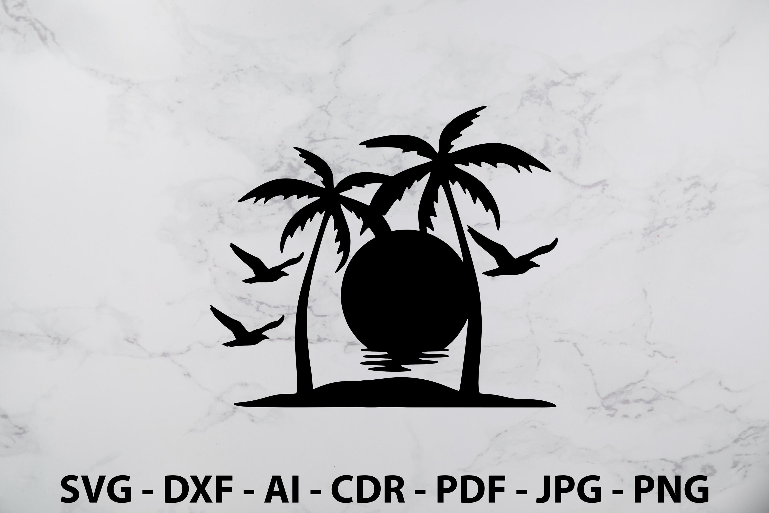 Sunset Laser Cut Svg Dxf Files Wall Sticker Engraving Decal Silhouette ...