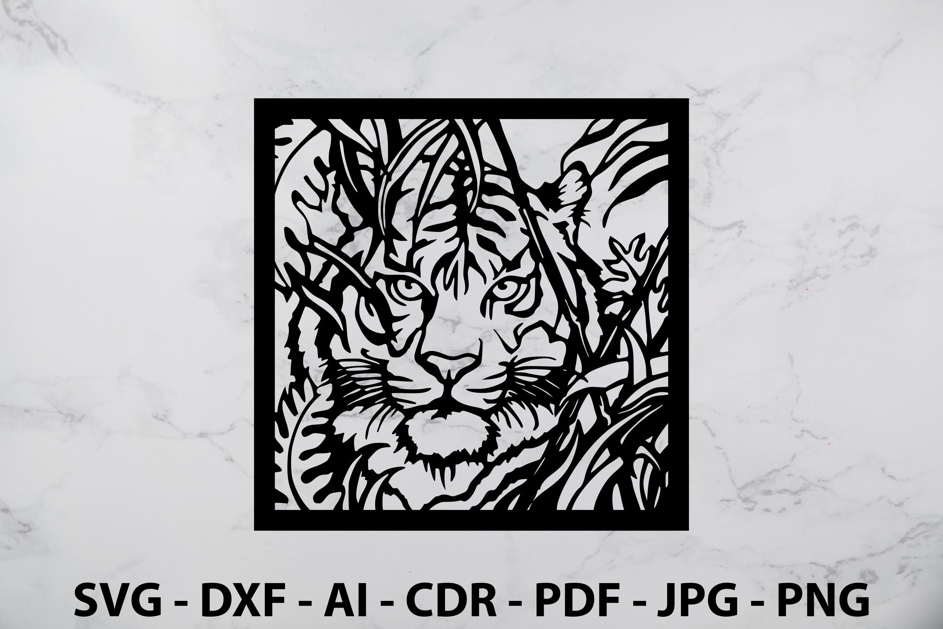 Tiger Weed Laser Cut Svg Dxf Files Wall Sticker Engraving Decal ...