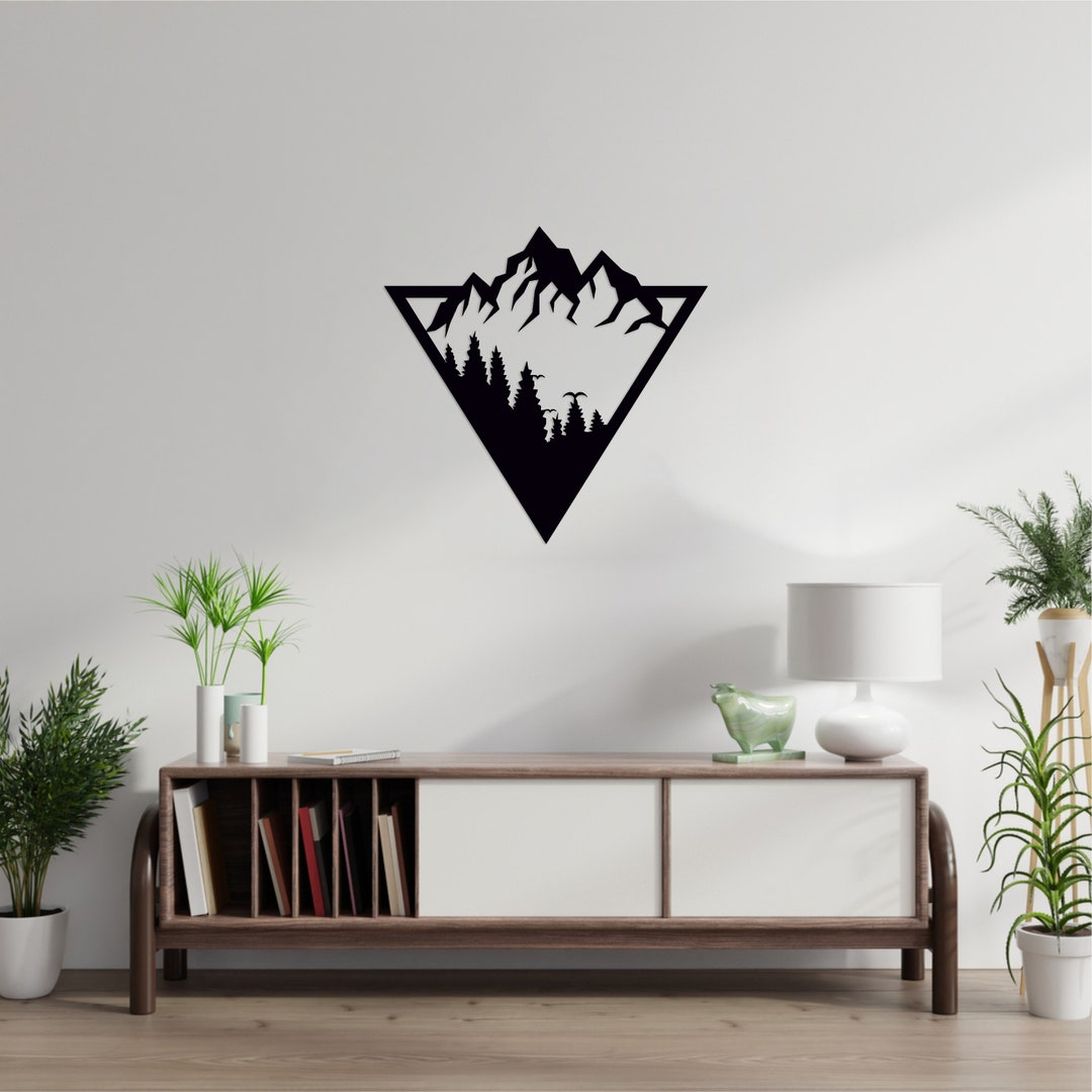 Mountain Panel Laser Cut Svg Dxf Files Wall Sticker Engraving Decal ...