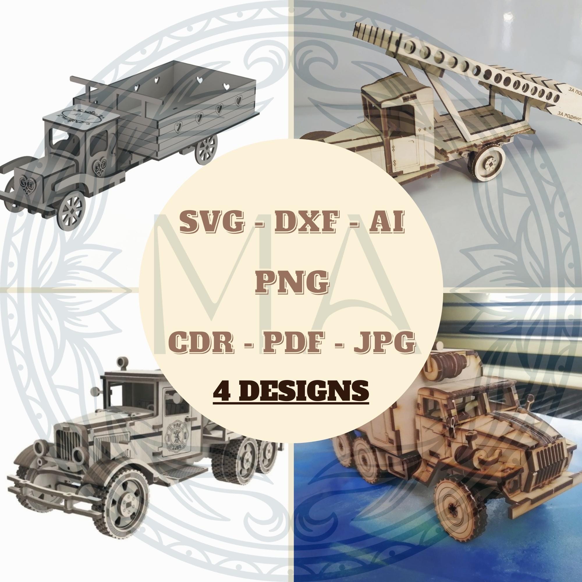 3D Laser Cut Vehicle Models – Versatile Substrates Svg Dxf Cdr Pdf Ai ...