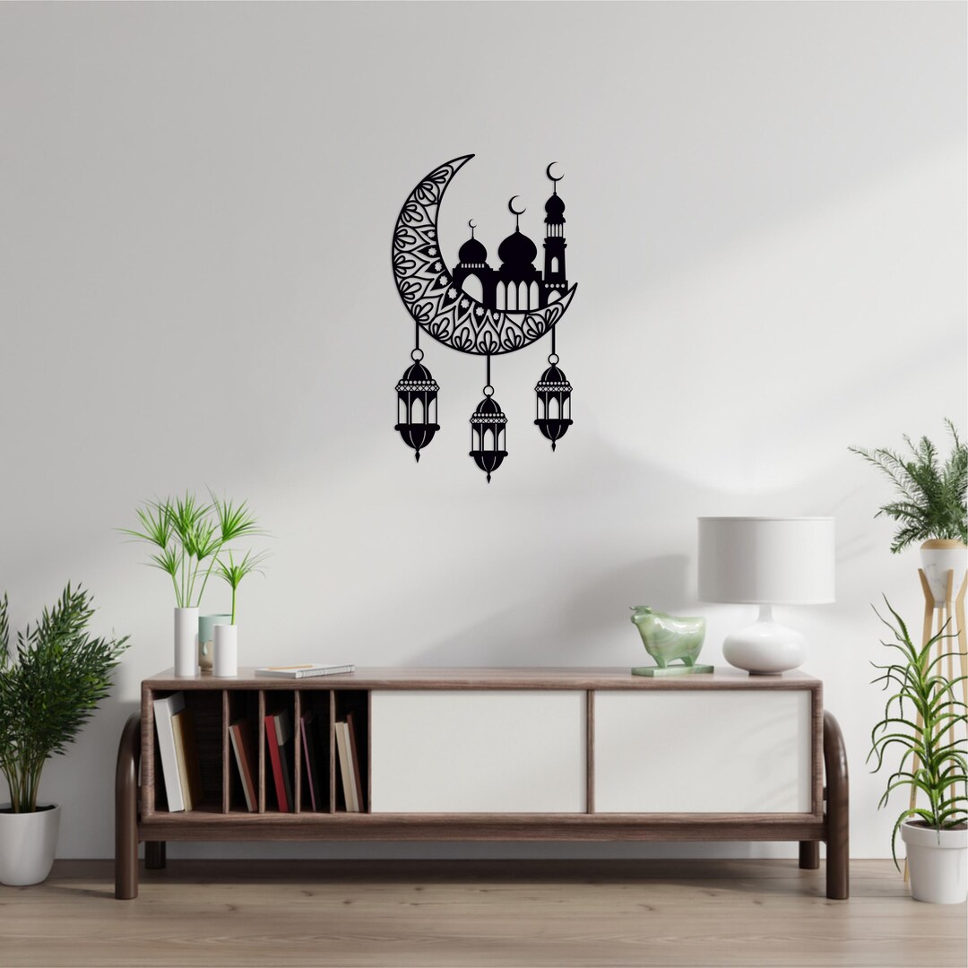 Moon With Mosque Laser Cut Svg Dxf Files Wall Sticker Engraving Decal ...
