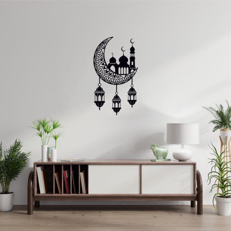 Moon With Mosque Laser Cut Svg Dxf Files Wall Sticker Engraving Decal ...