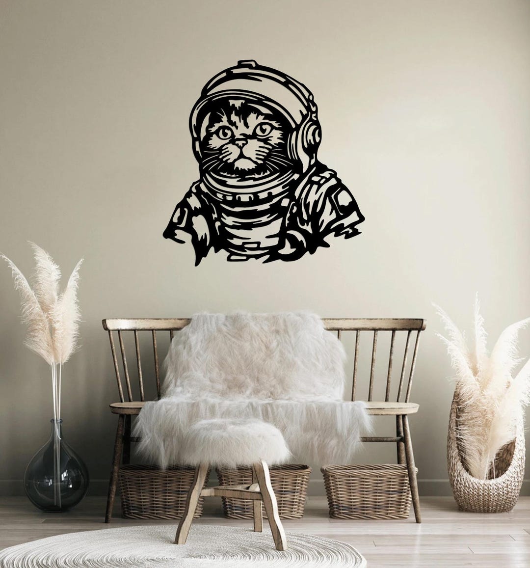 Astronaut Cat Digital Art - Cute Space Cat Design for T-shirts, Wall ...