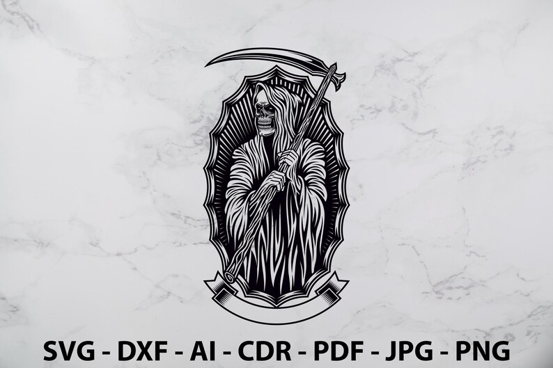 Death Reaper Laser Cut Svg Dxf Files Wall Sticker Engraving Decal ...