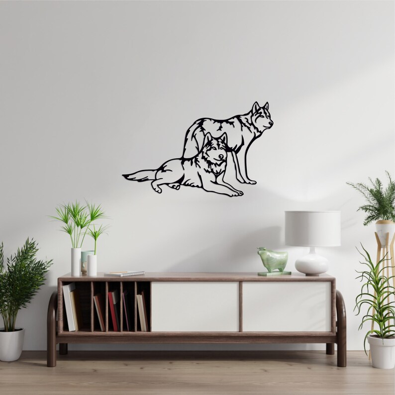 Wolves Laser Cut Svg Dxf Files Wall Sticker Engraving Decal Silhouette ...