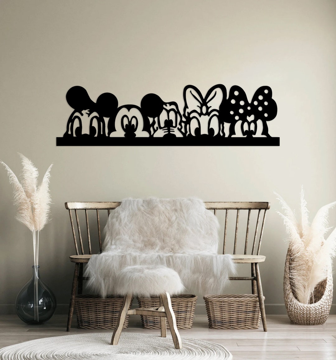 Mickey Laser Cut Svg Dxf Files Wall Sticker Engraving Decal Silhouette ...