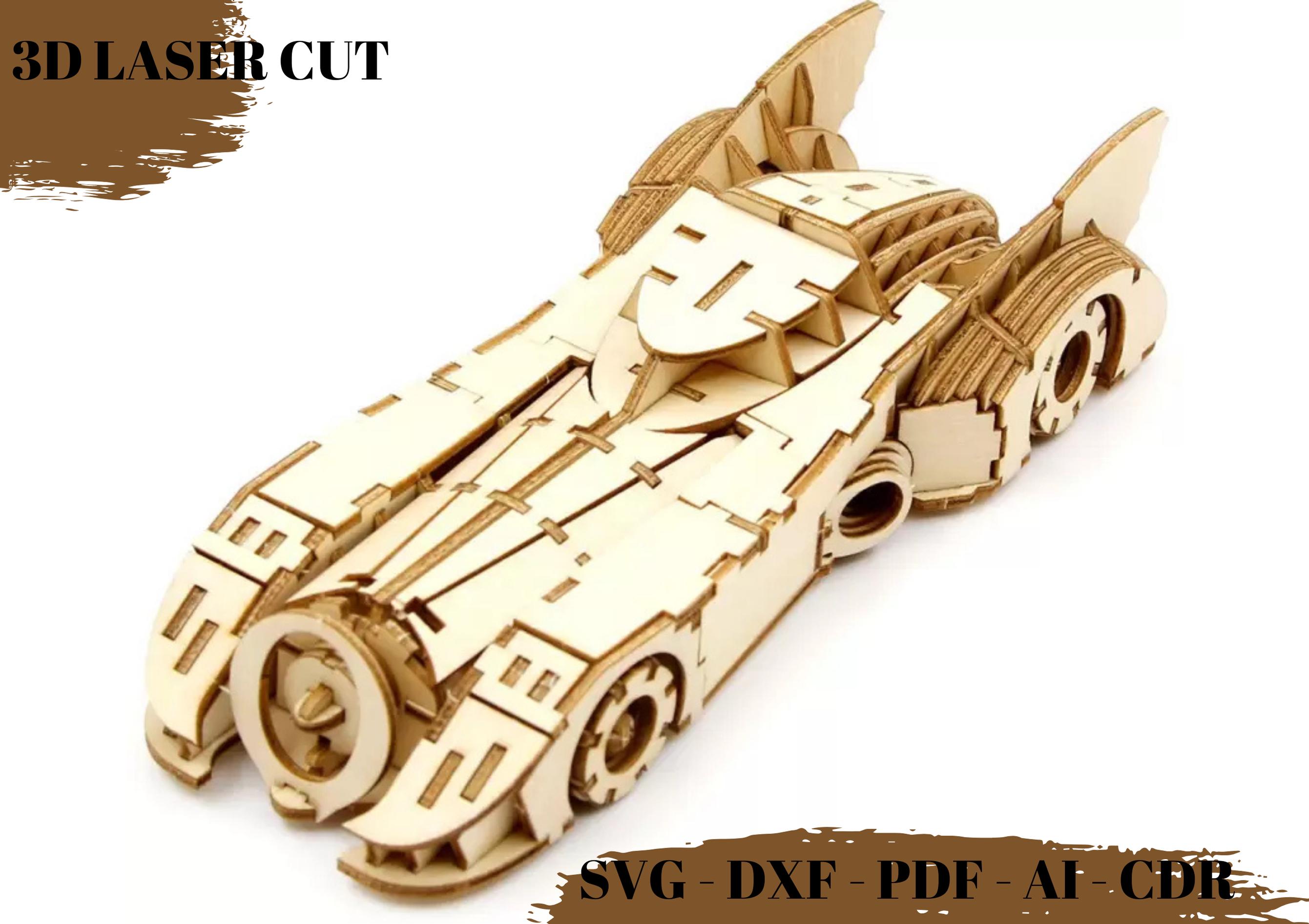 Laser Cut Batmobile - Glowforge Vector Files - Svg Dxf Cdr Pdf Ai Files ...