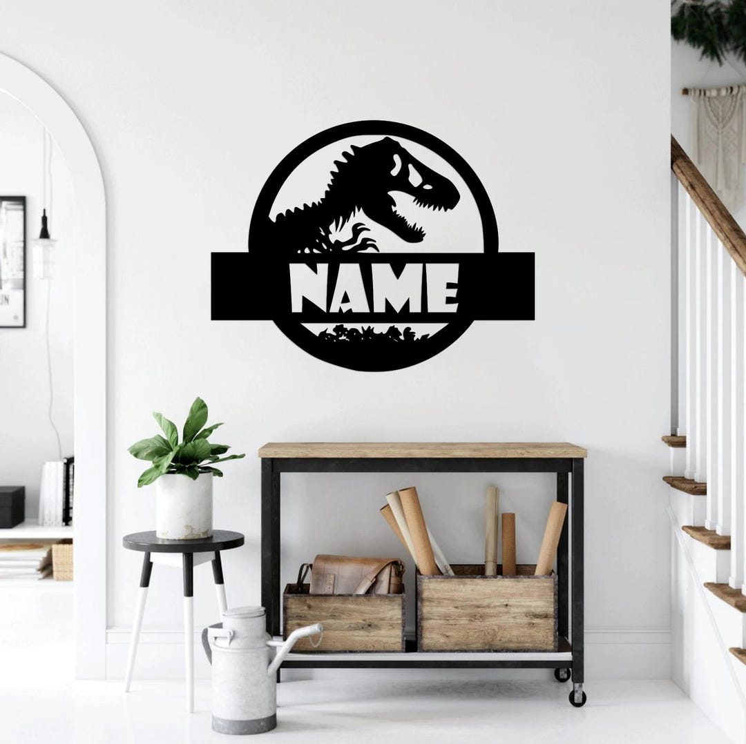 T-rex Name Cut Svg Dxf Files Wall Sticker Engraving Decal Silhouette ...