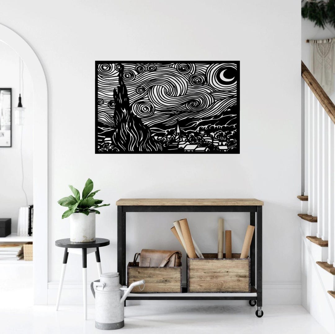 Van Gogh Starry Cut Svg Dxf Files Wall Sticker Engraving Decal ...