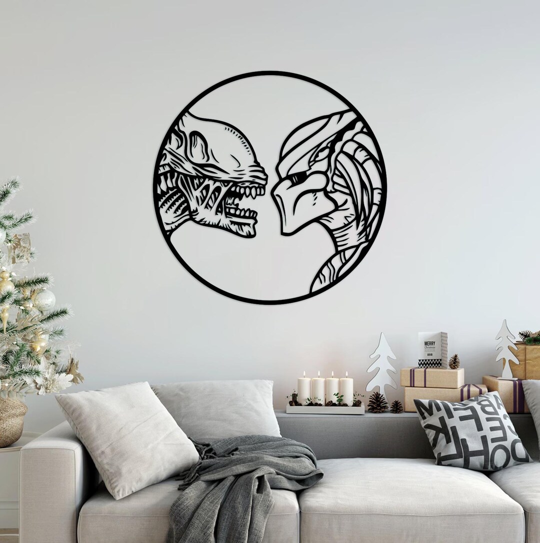 Alien Predator Laser Cut Svg Dxf Files Wall Sticker Engraving Decal ...