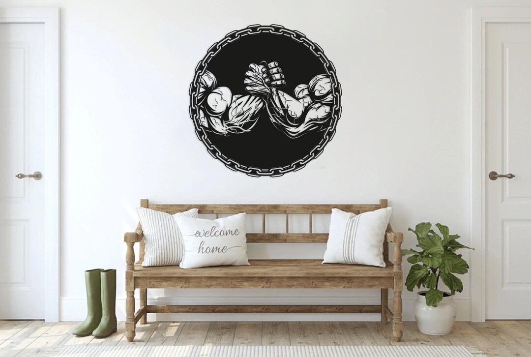 Bodybuilder Arm Laser Cut Svg Dxf Files Wall Sticker Engraving Decal ...