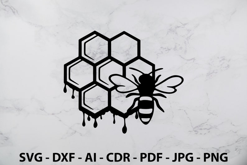 Colmena, abeja corte láser svg dxf archivos pared pegatina grabado ...