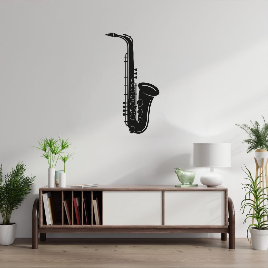 Saxophone Laser Cut Svg Dxf Files Wall Sticker Engraving Decal ...