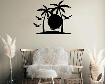 Sunset Sun Sea Laser Cut Svg Dxf Files Wall Sticker Engraving Decal ...