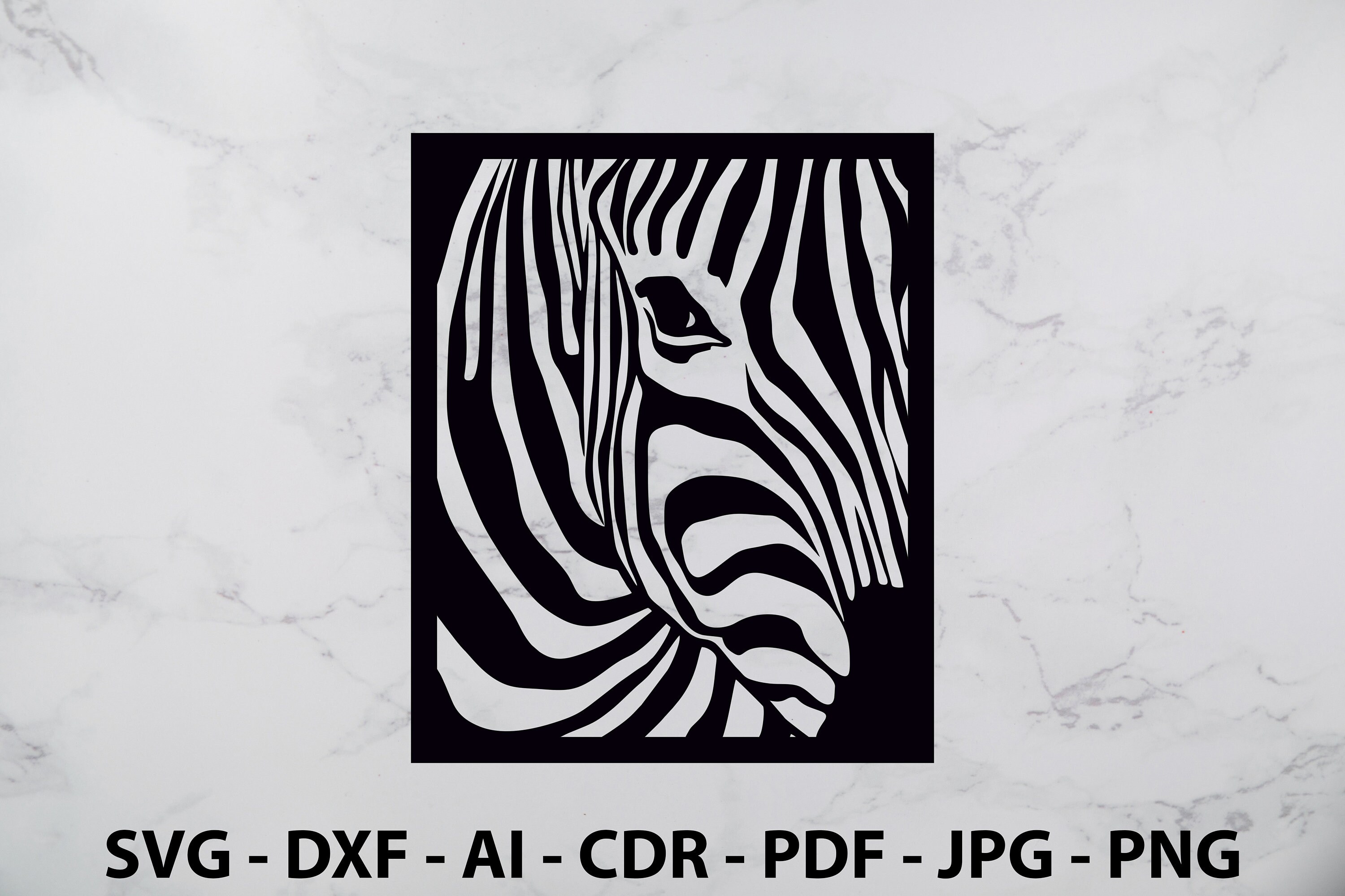 Zebra Face Laser Cut Svg Dxf Files Wall Sticker Engraving Decal ...