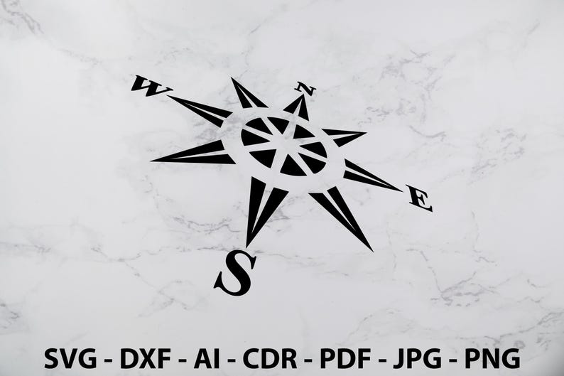 Compass Laser Cut Svg Dxf Files Wall Sticker Engraving Decal Silhouette ...