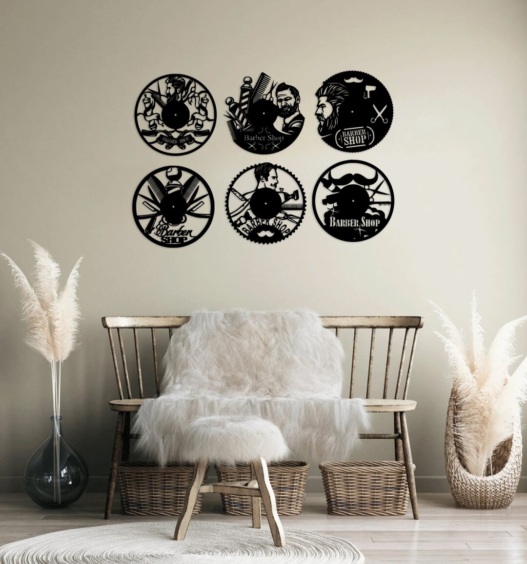 Barber Shop Laser Cut Svg Dxf Files Wall Sticker Engraving Decal ...