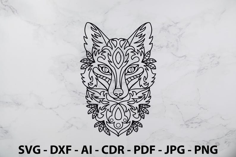 Ornament Fox Laser Cut Svg Dxf Files Wall Sticker Engraving Decal ...