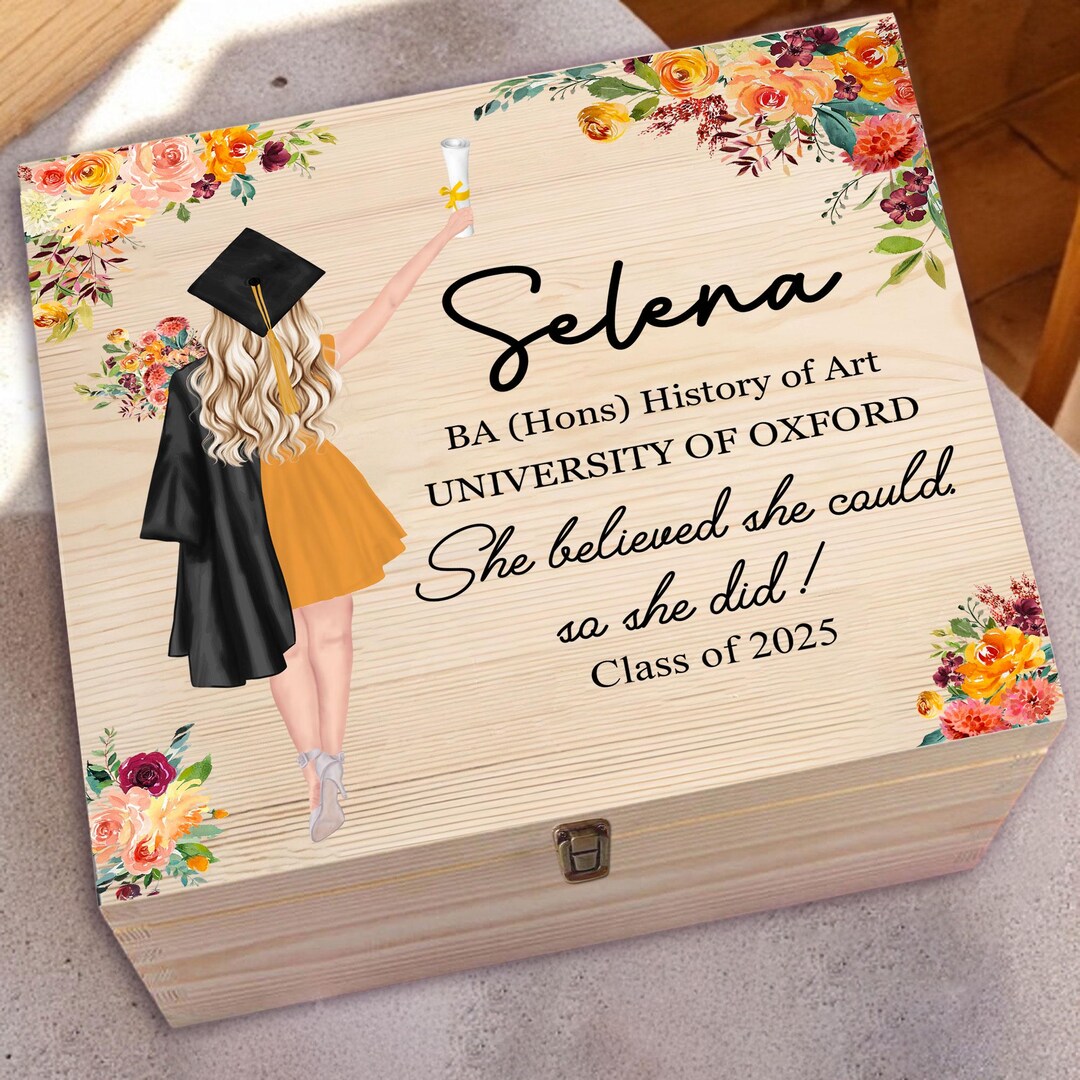 Personalized Graduation Keepsake Box With Name, University & Year ...