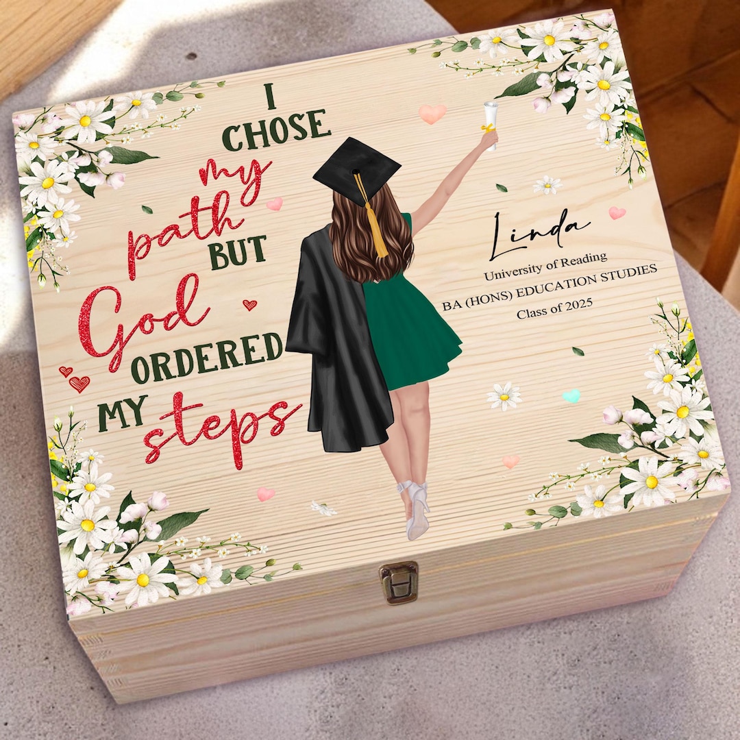 Personalized Graduation Keepsake Box With Name, University & Year ...