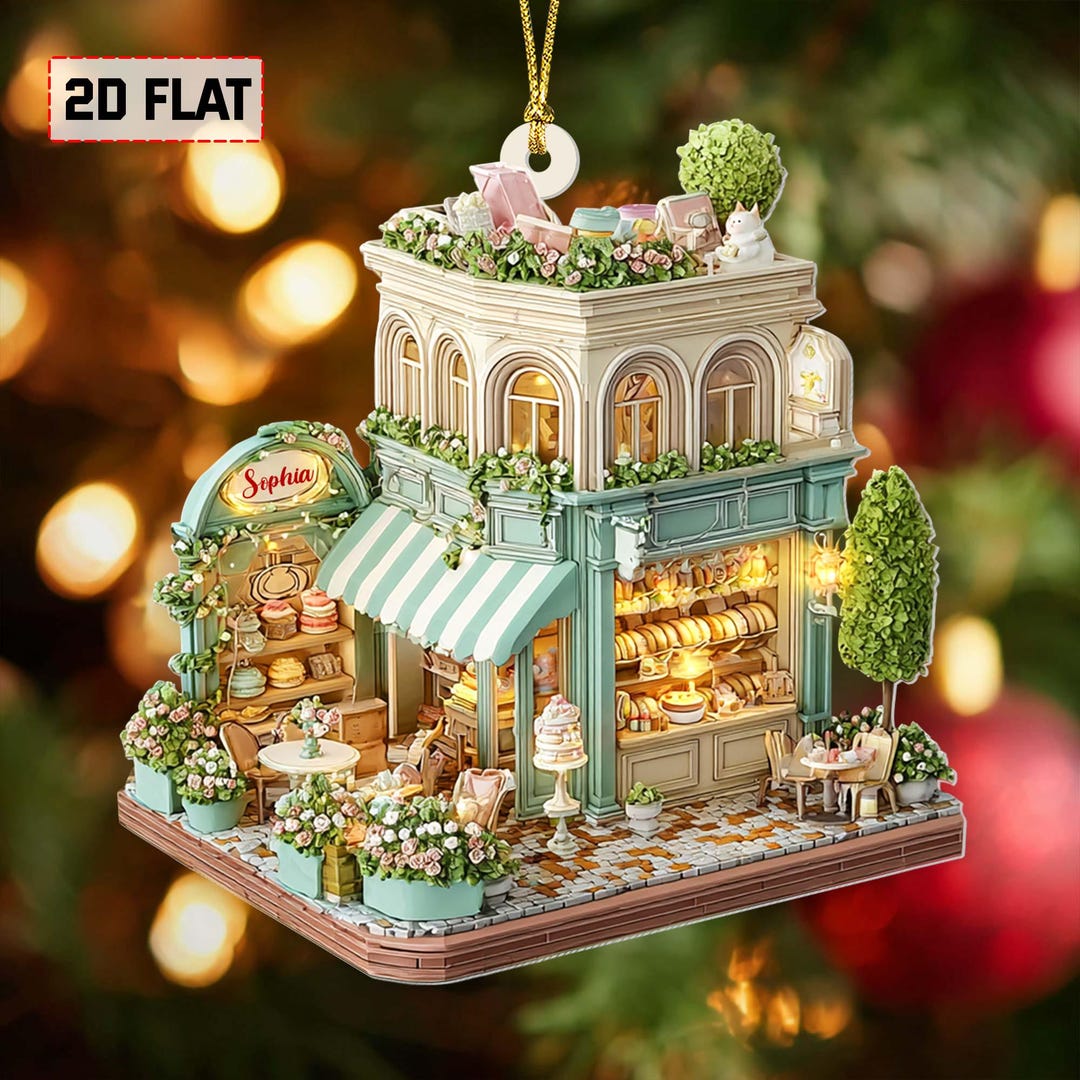 Personalized 2D Flat Candy Shop Ornament, Acrylic Christmas Tree Gift ...