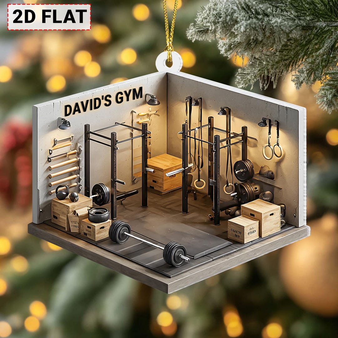 Custom Fitness Gym Room Christmas Ornament, 2D Flat Fitness Gift Sport ...