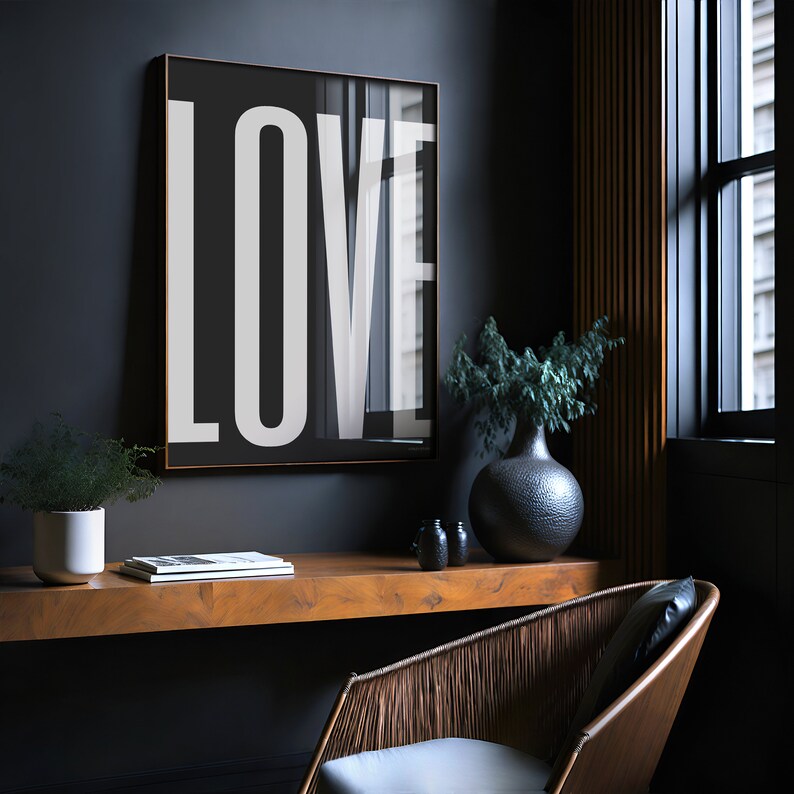 LOVE Poster - Minimalist Wall Art, Modern Inspirational Print ...