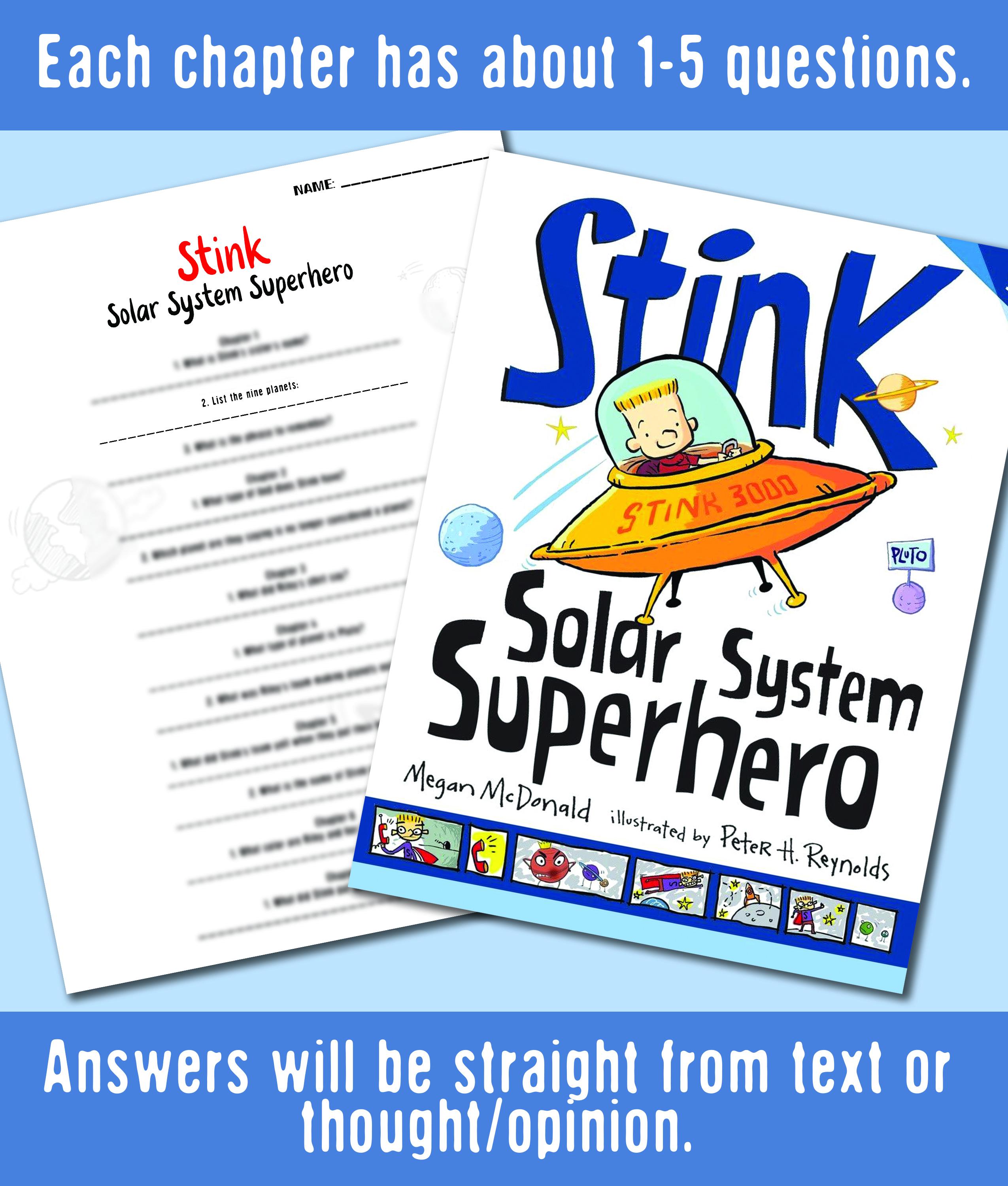 Stink Solar System Superhero Book Questions Study Guide Review Reading ...