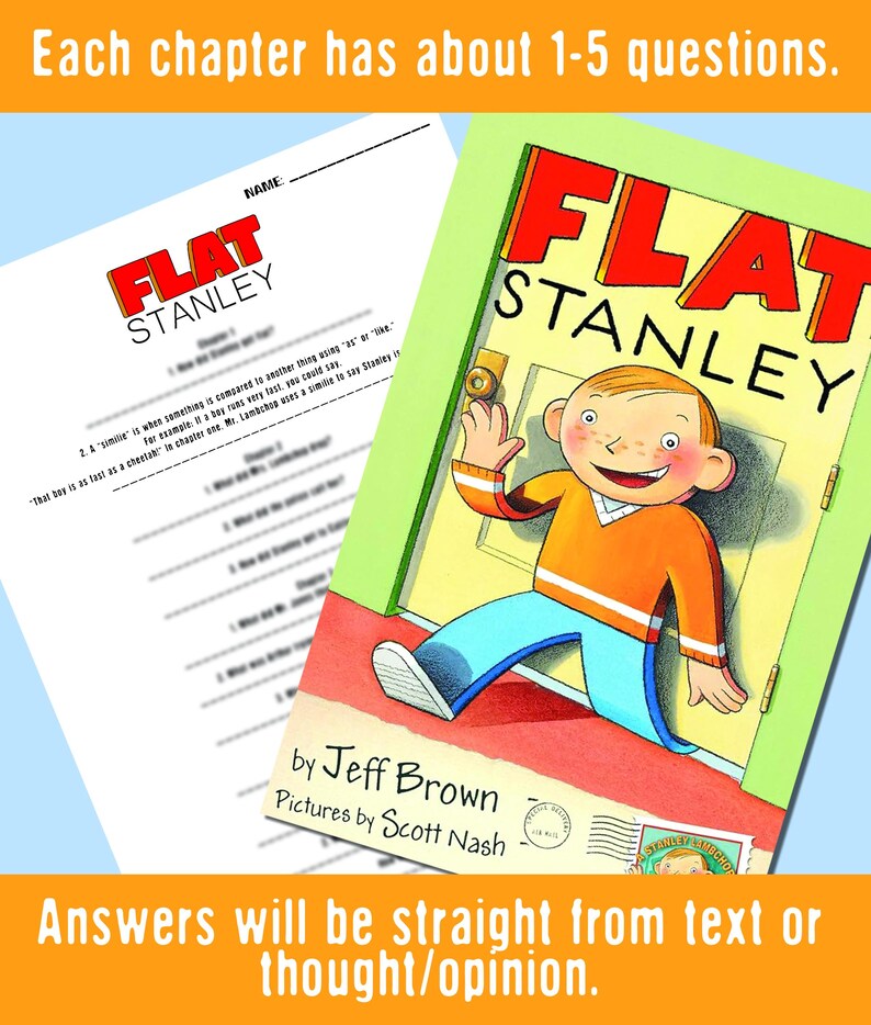 Flat Stanley Book Review Questions Reading Comprehension Study Guide ...