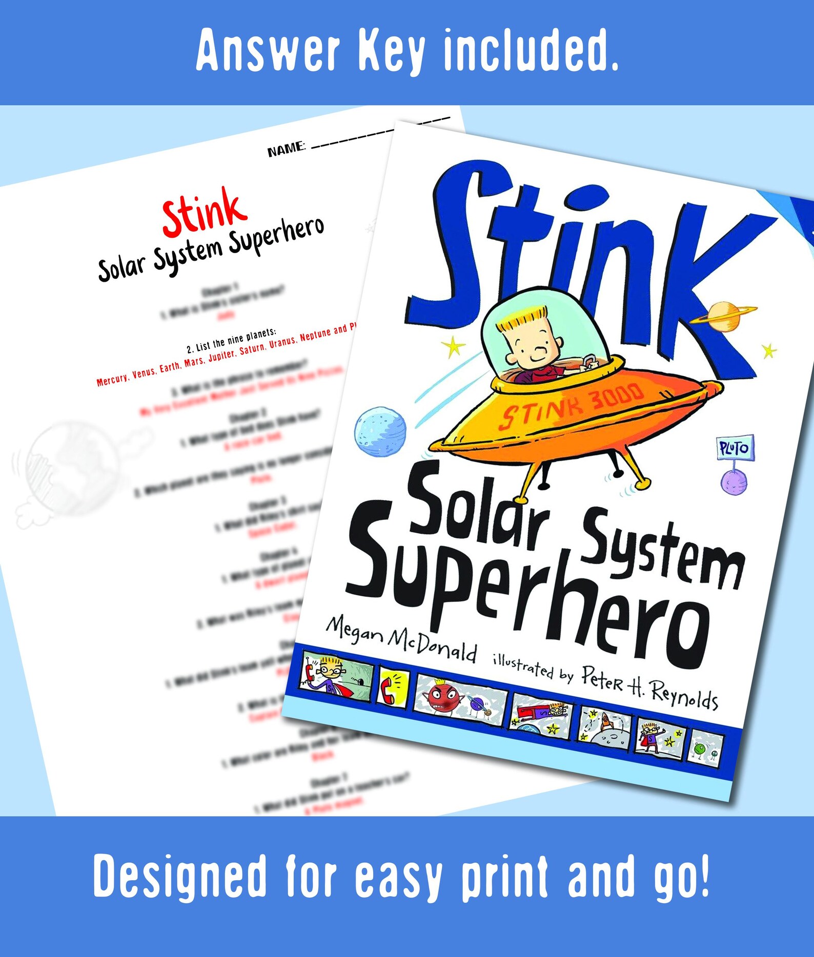 Stink Solar System Superhero Book Questions Study Guide Review Reading ...