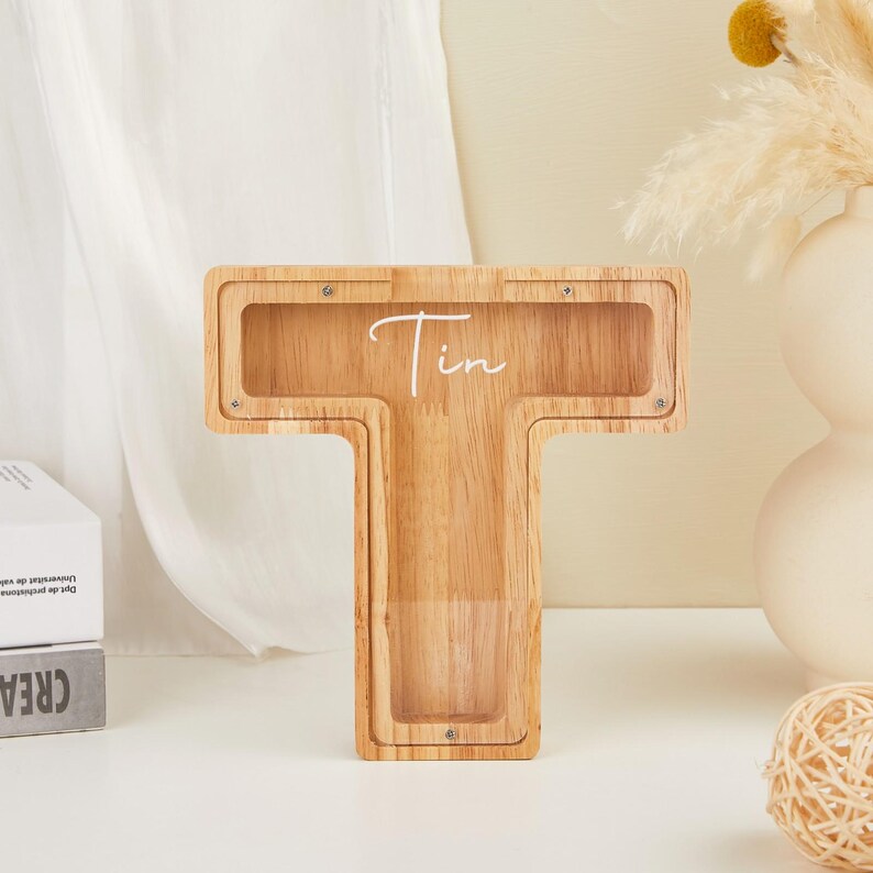 Personalized Large Wooden Kids Letter Piggy Bank, Personalized Name ...