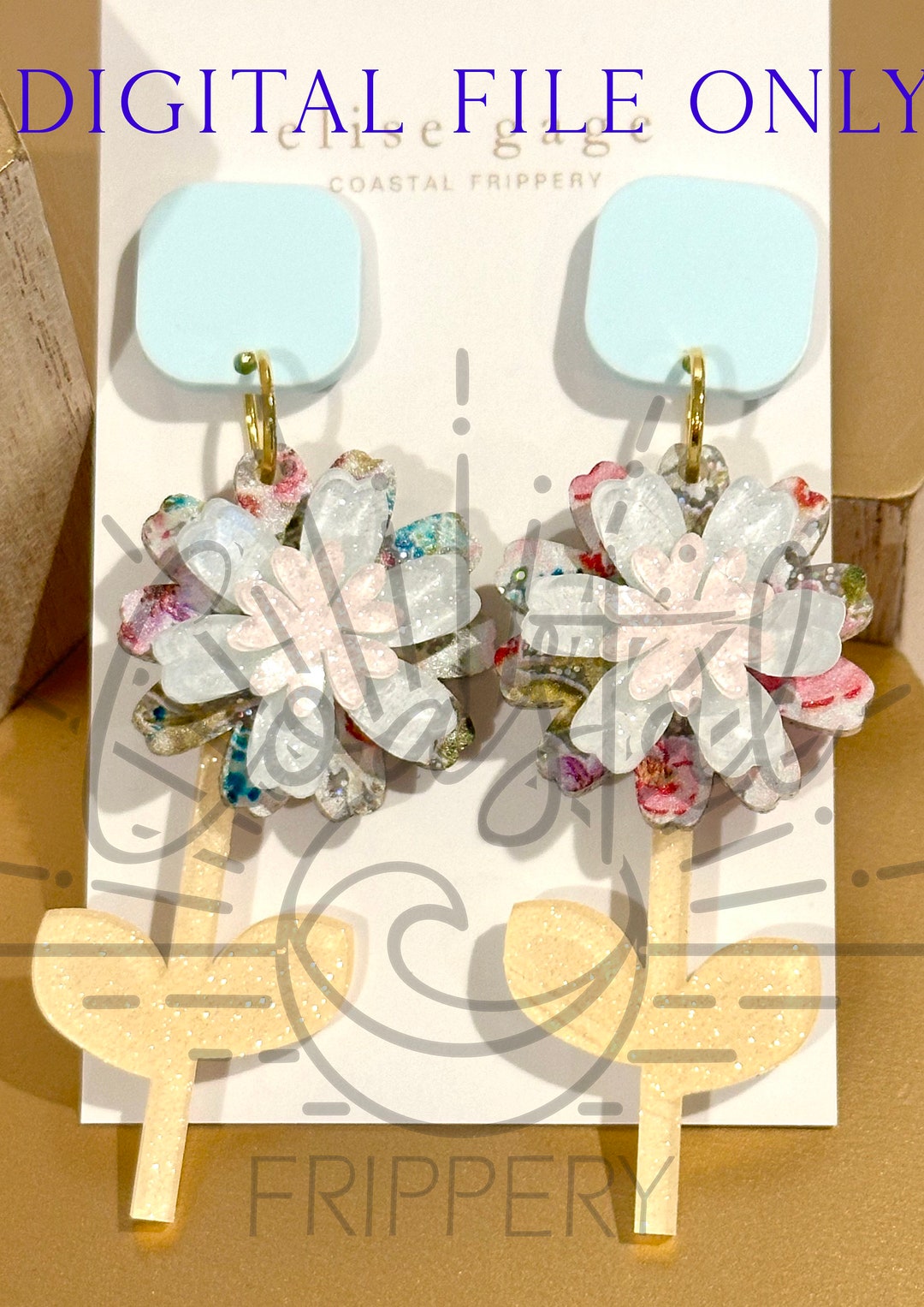 3D Molded Flower Earrings With Stem - DIGITAL FILE ONLY - Flower 2 - Etsy