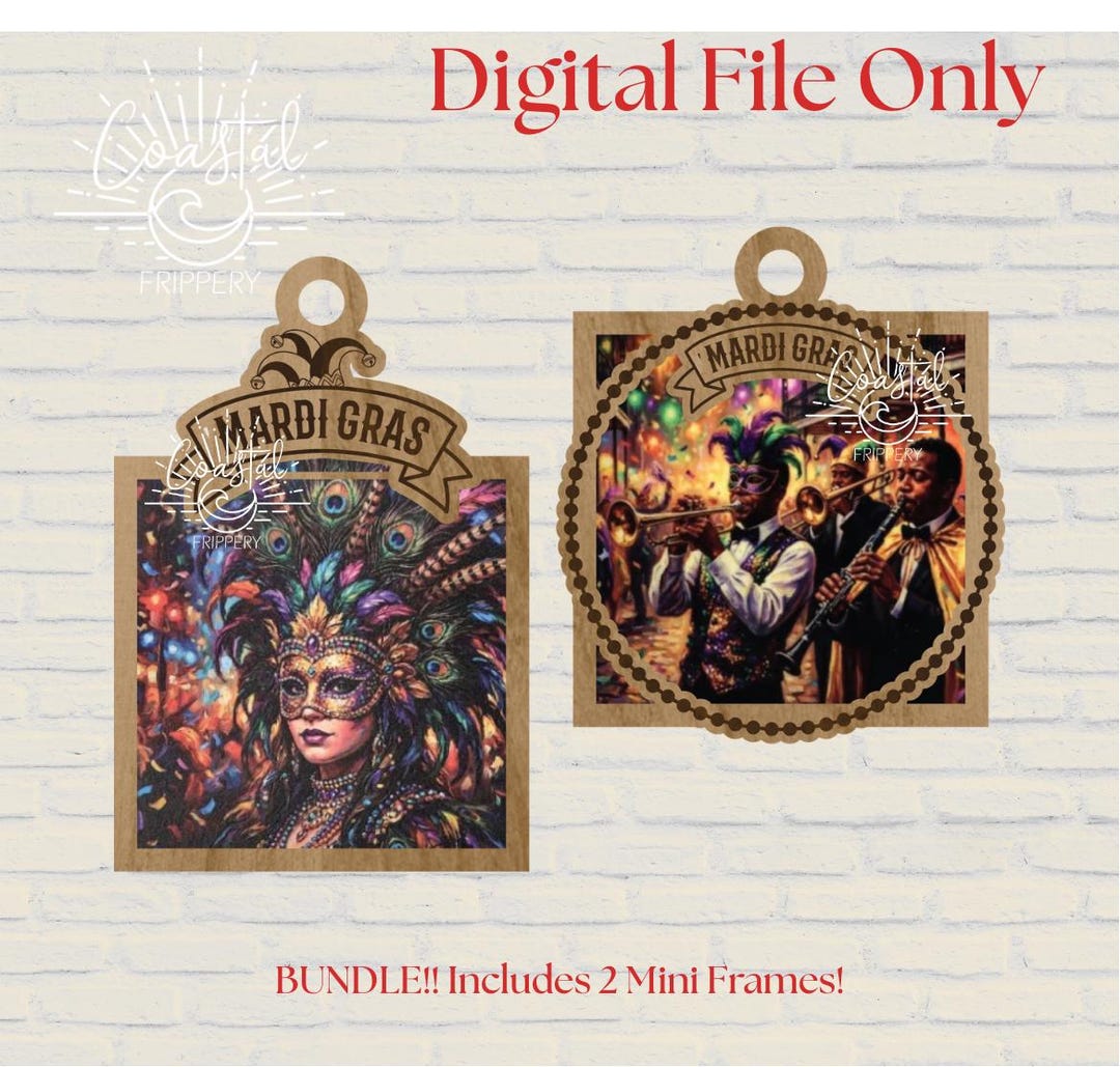 Mardi Gras Mini Suncatcher Bundle of 2 - Mini Mardi Gras Frames - Diode ...