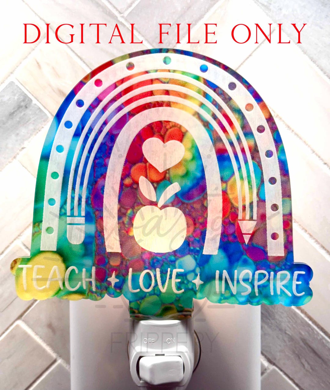 Teacher Rainbow Night Light and Tea Light Ornament Bundle- Acrylic ...