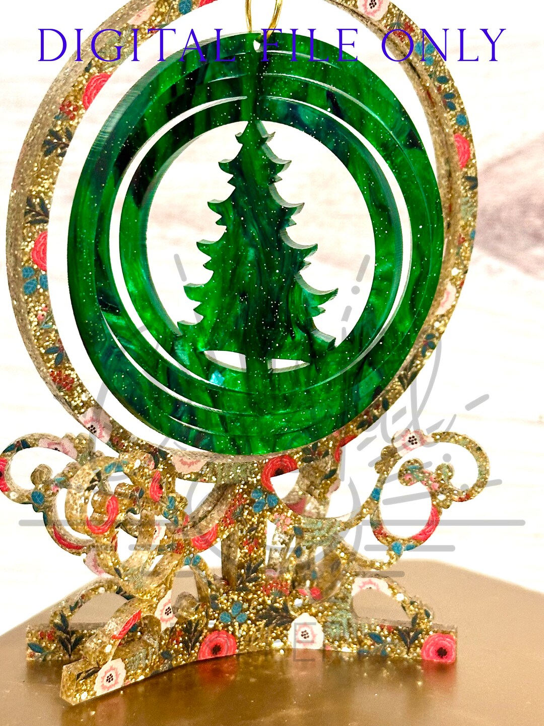 3D Christmas Snow Globe Spinner Ornament - Christmas Tree Spinner ...