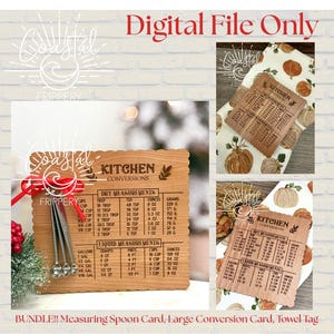 Kitchen Conversion Bundle of 3, Full Size Conversion Card, Measuring ...
