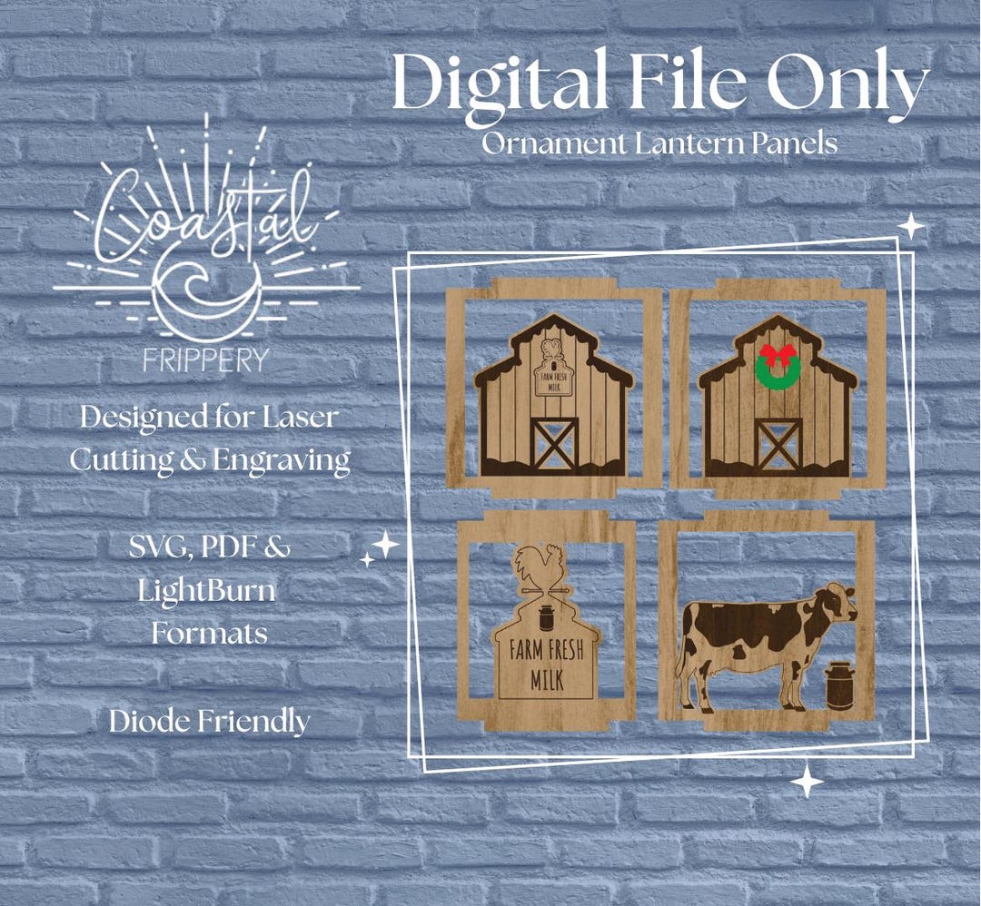 Dairy Farm Lantern Ornament PANELS ONLY - Cow Ornament Panels - Cow ...