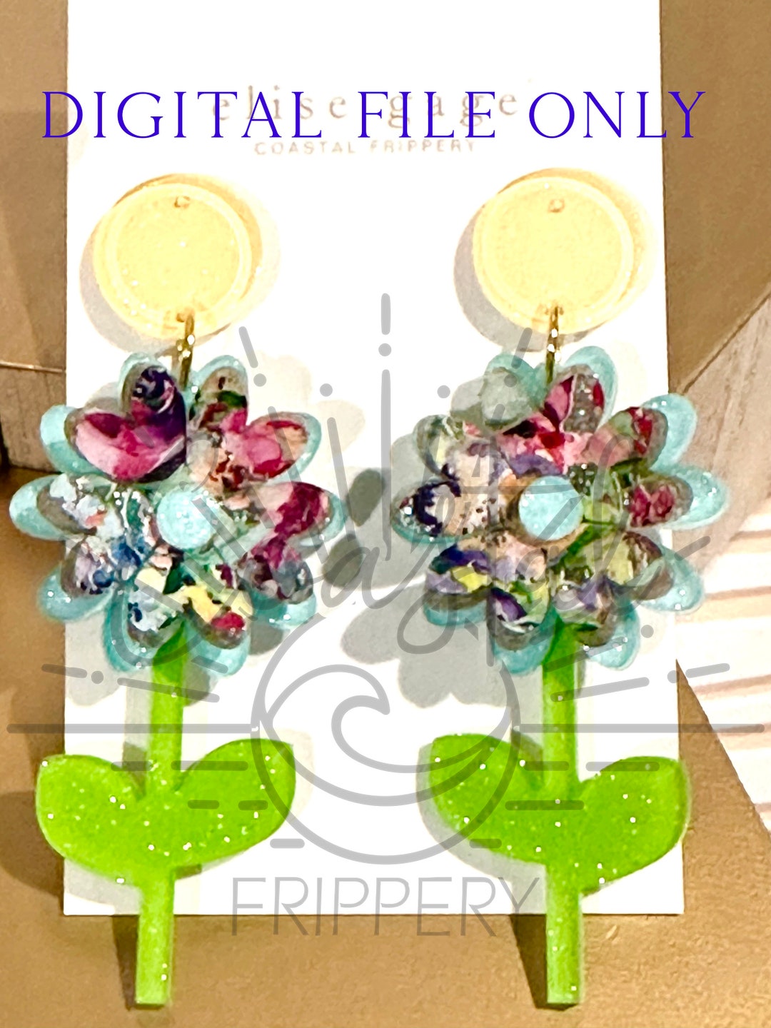 3D Molded Flower Earrings With Stem - DIGITAL FILE ONLY - Flower 3 - Etsy